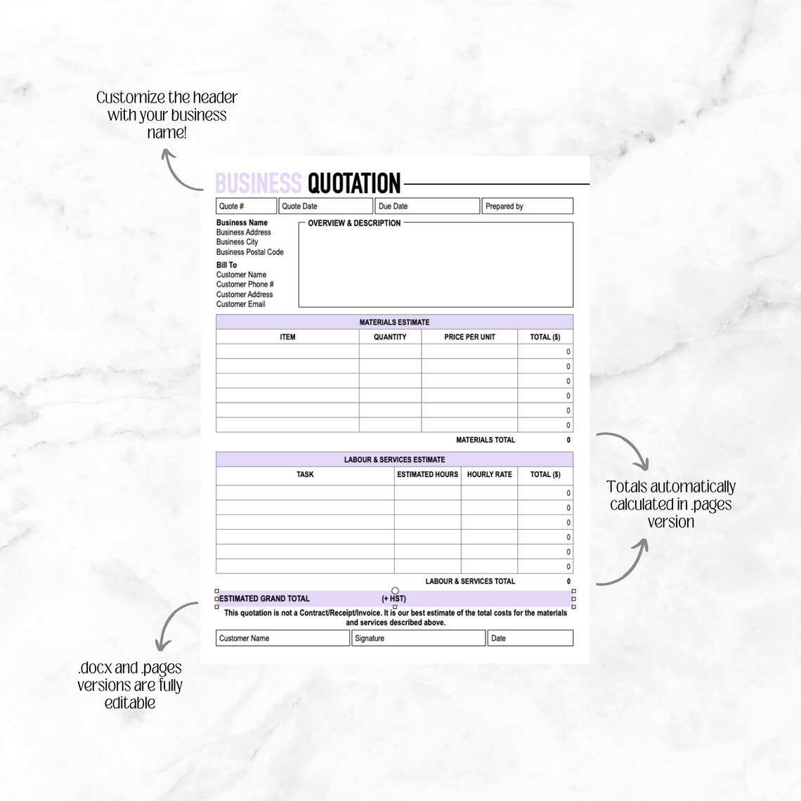 BUSINESS QUOTE TEMPLATE | Business Quote | Quotation Template ...