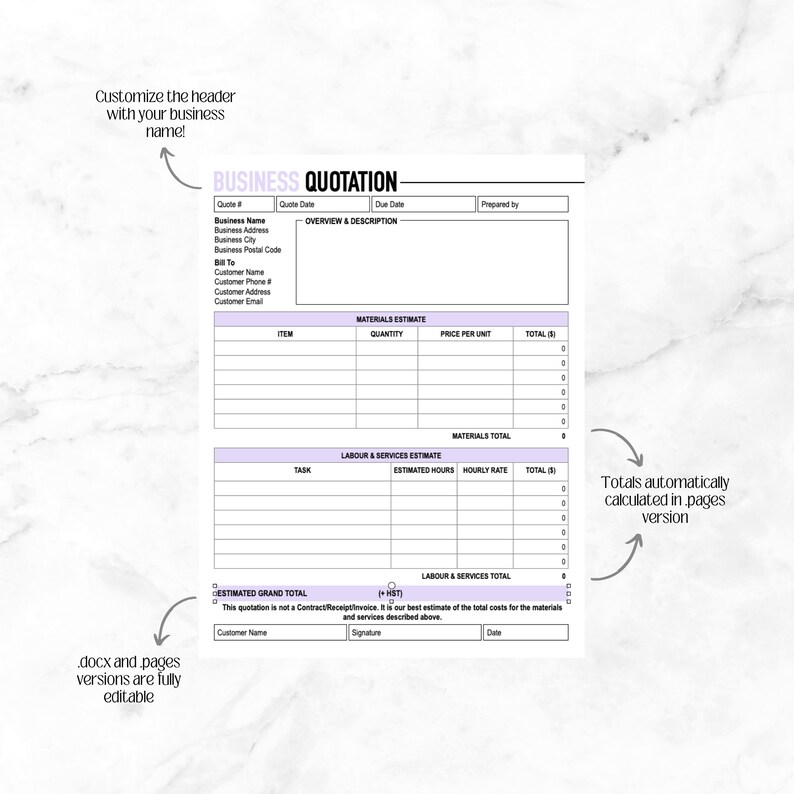 BUSINESS QUOTE TEMPLATE | Business Quote | Quotation Template ...