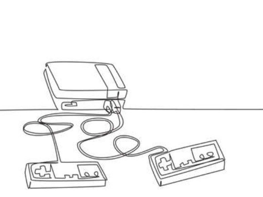 One Continuous Line Drawing of Retro Old Classic Console Video Game ...