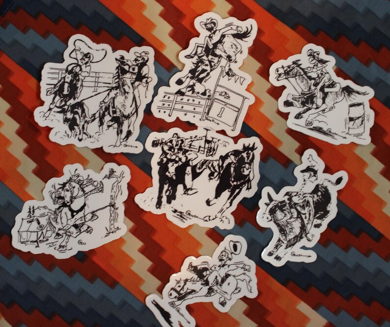 Fun Western Rodeo Stickers Horse Cow Bull Cowboy - Etsy