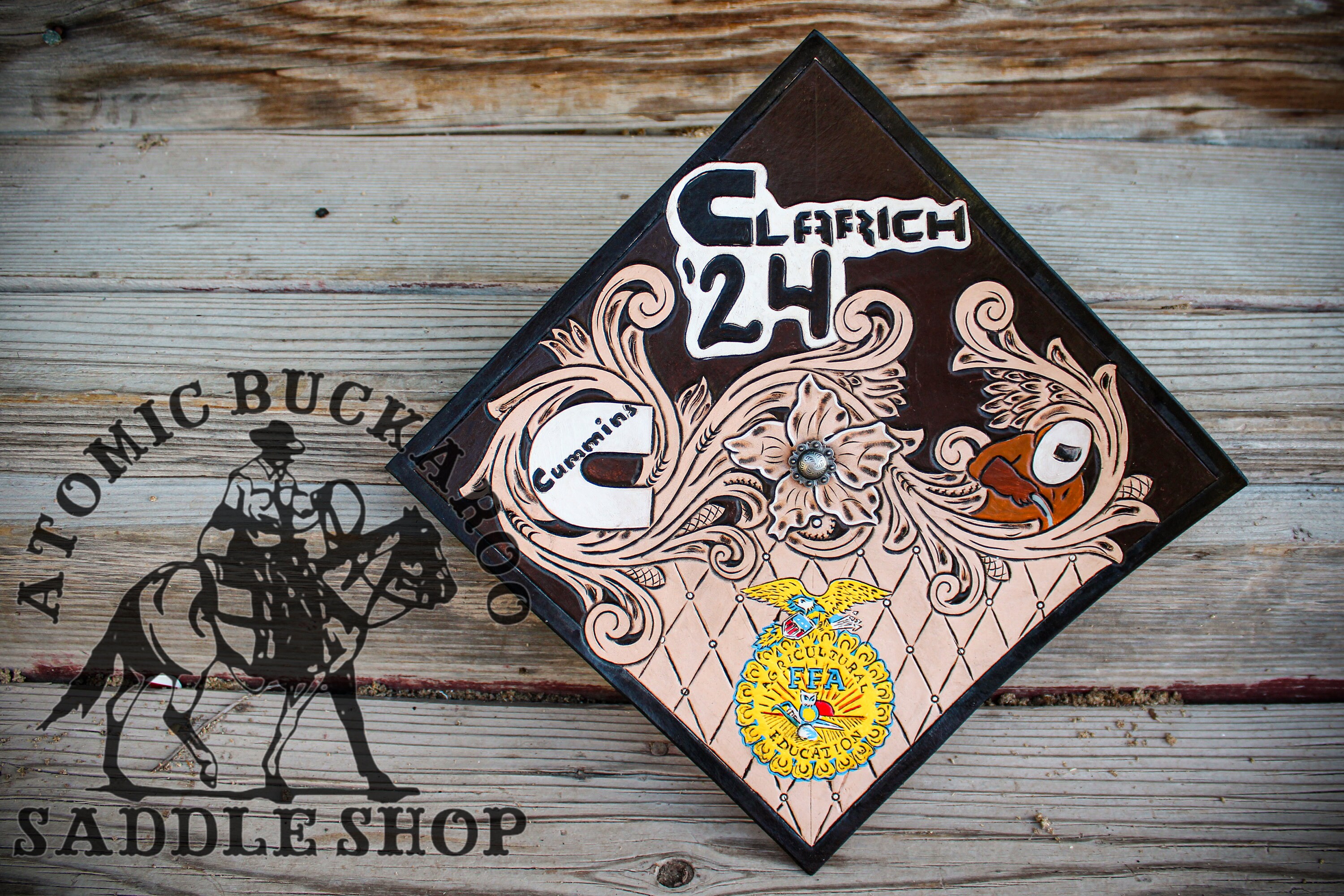 Custom Tooled Leather Graduation Cap - Etsy