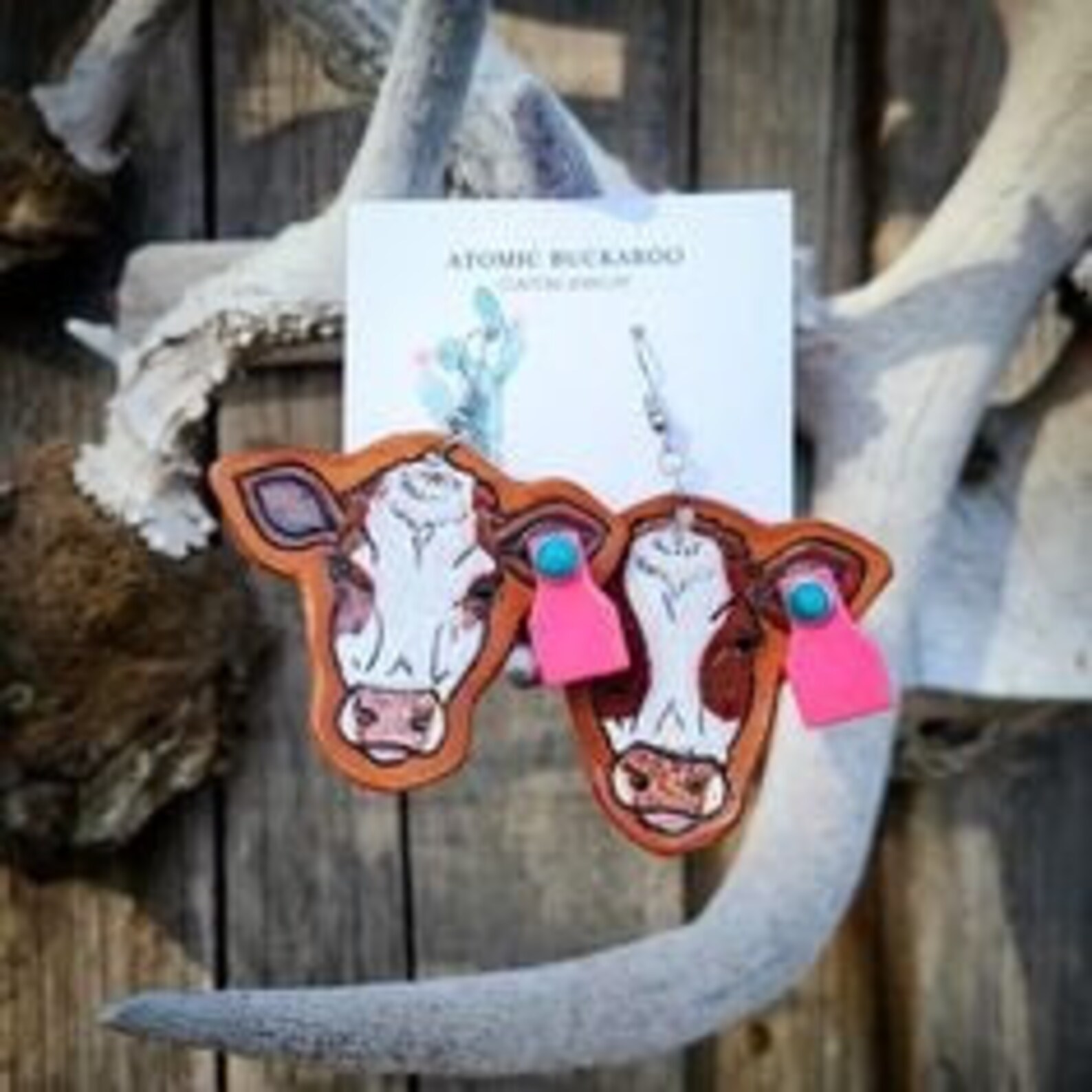 Custom Leather Cow Earrings - Etsy