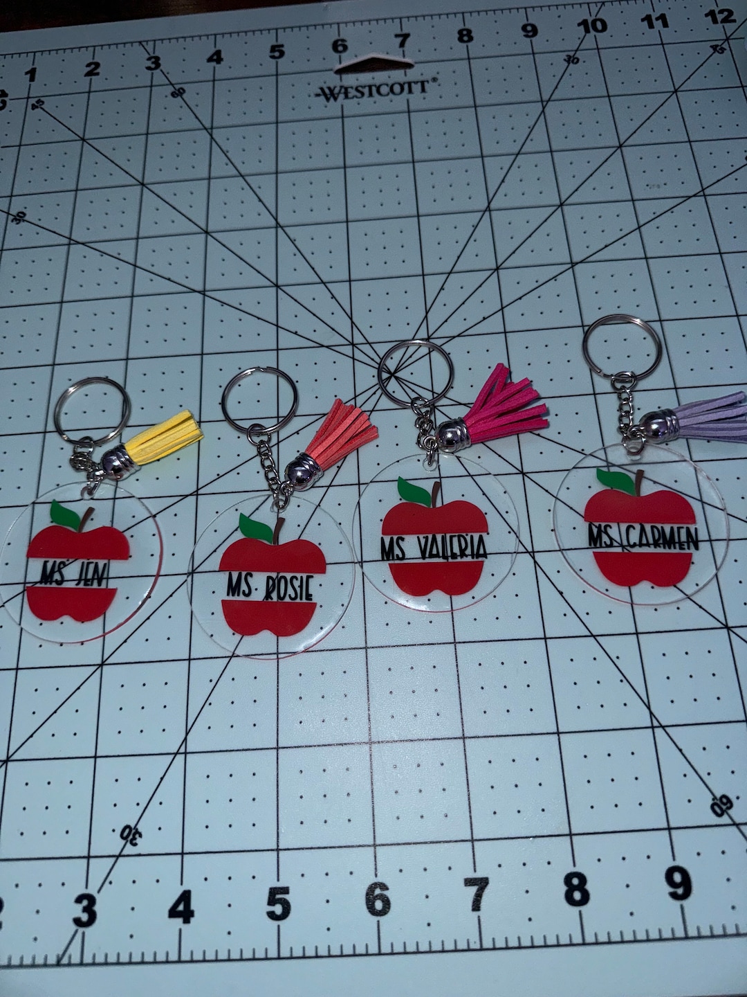 Personalized Teacher Acrylic Apple Keychain - Etsy