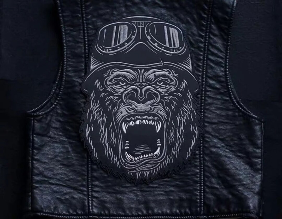 Gorilla Motorcycle Embroidery Patch: Biker Jacket Applique (21x30cm) - Etsy