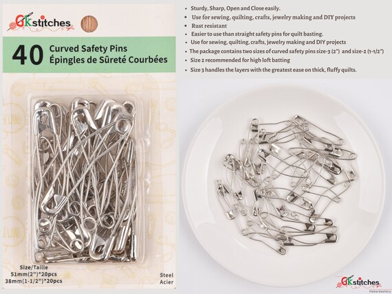 Curved Safety Pins 40 in the Pack - Etsy