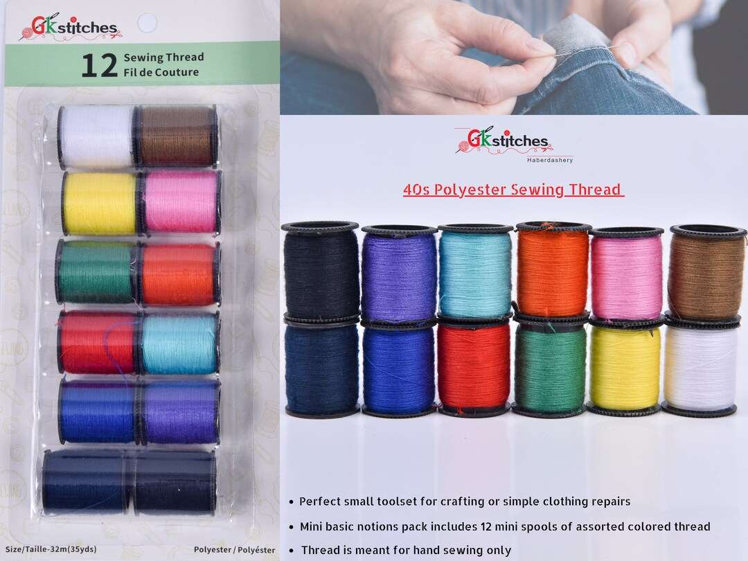 12 Pieces Sewing Threads Pack, Hand Sewing Thread, Polyester Thread ...