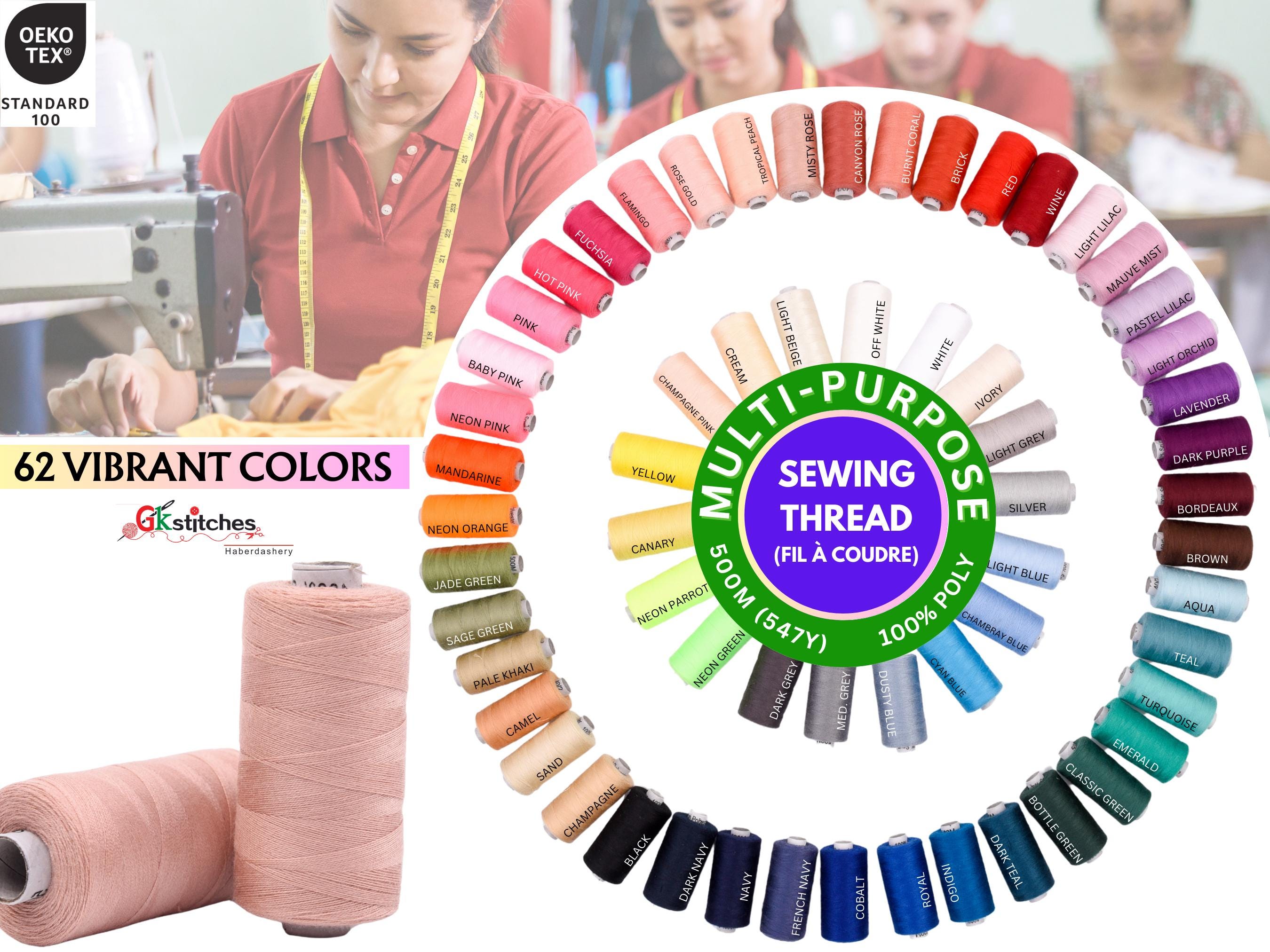 Polyester Sewing Thread: 62 Vibrant Colors, 500m Spool - Etsy