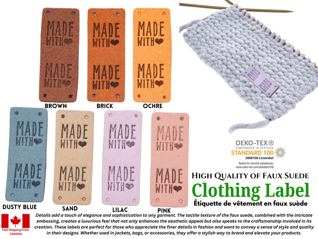 Faux Suede Clothing Label: "made With Love" Tags, 2 Pcs - Etsy