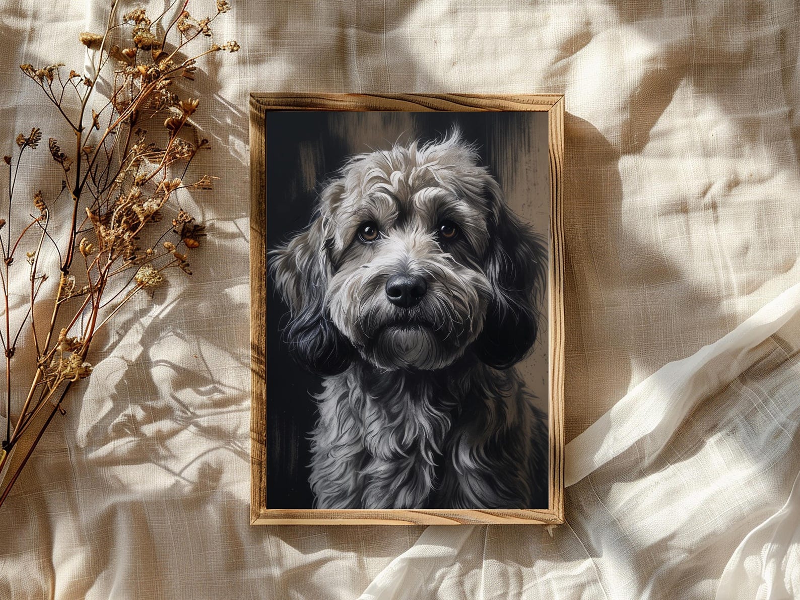 Cavapoo Dog Print, Charcoal Cavapoo Dog Poster, Black White Photo, Printable Wall Art, Pet ...