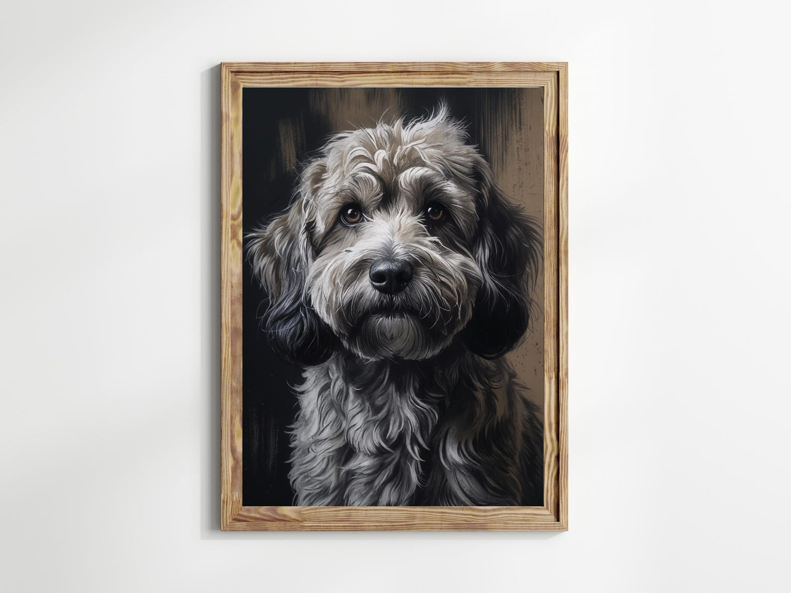 Cavapoo Dog Print, Charcoal Cavapoo Dog Poster, Black White Photo, Printable Wall Art, Pet ...