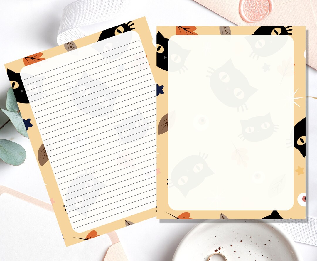 Black Cat Writing Paper Halloween Stationary Paper Digital - Etsy