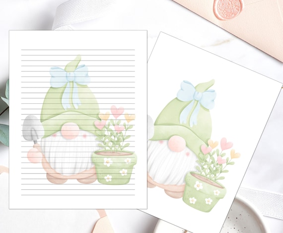 Cute Garden Gnome Printable Paper Instant Download Printable - Etsy