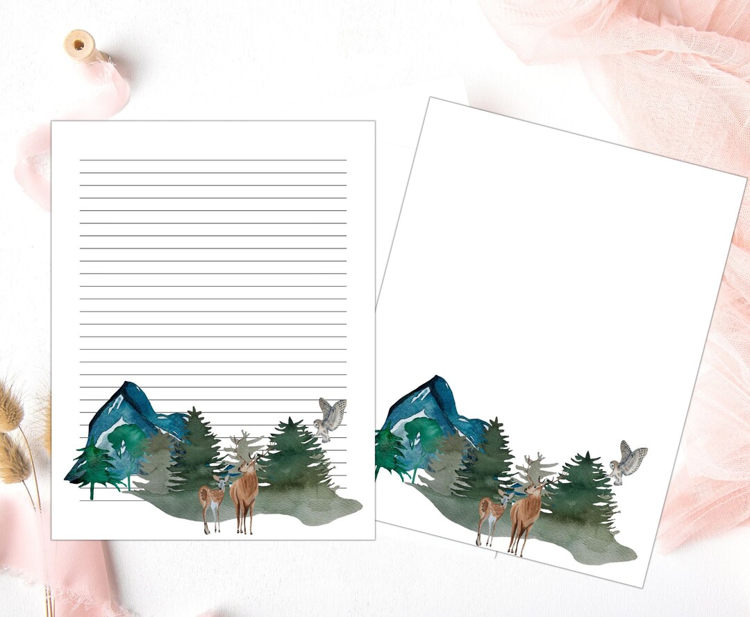 Woodland Animals Printable Stationary Deer in Forest - Etsy