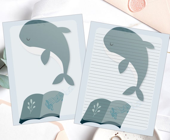 Whale Printable Stationary Stationary for Kids Cute Whale - Etsy