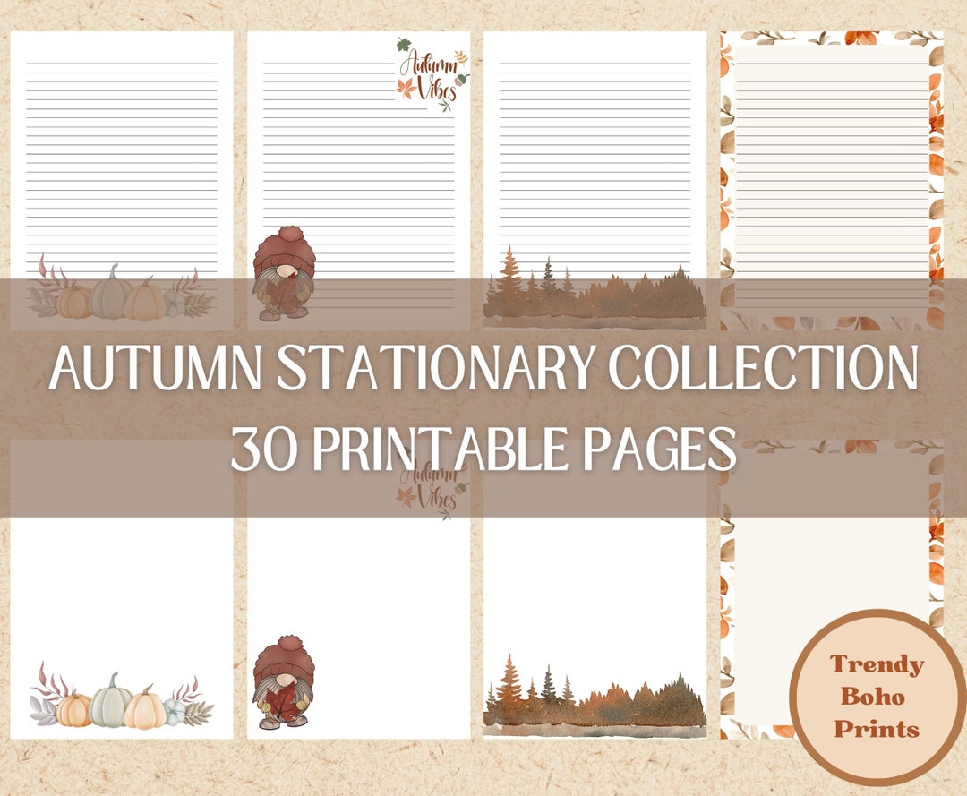Autumn Pumpkin Printable, Fall Autumn Stationery Download, Set of 30 ...