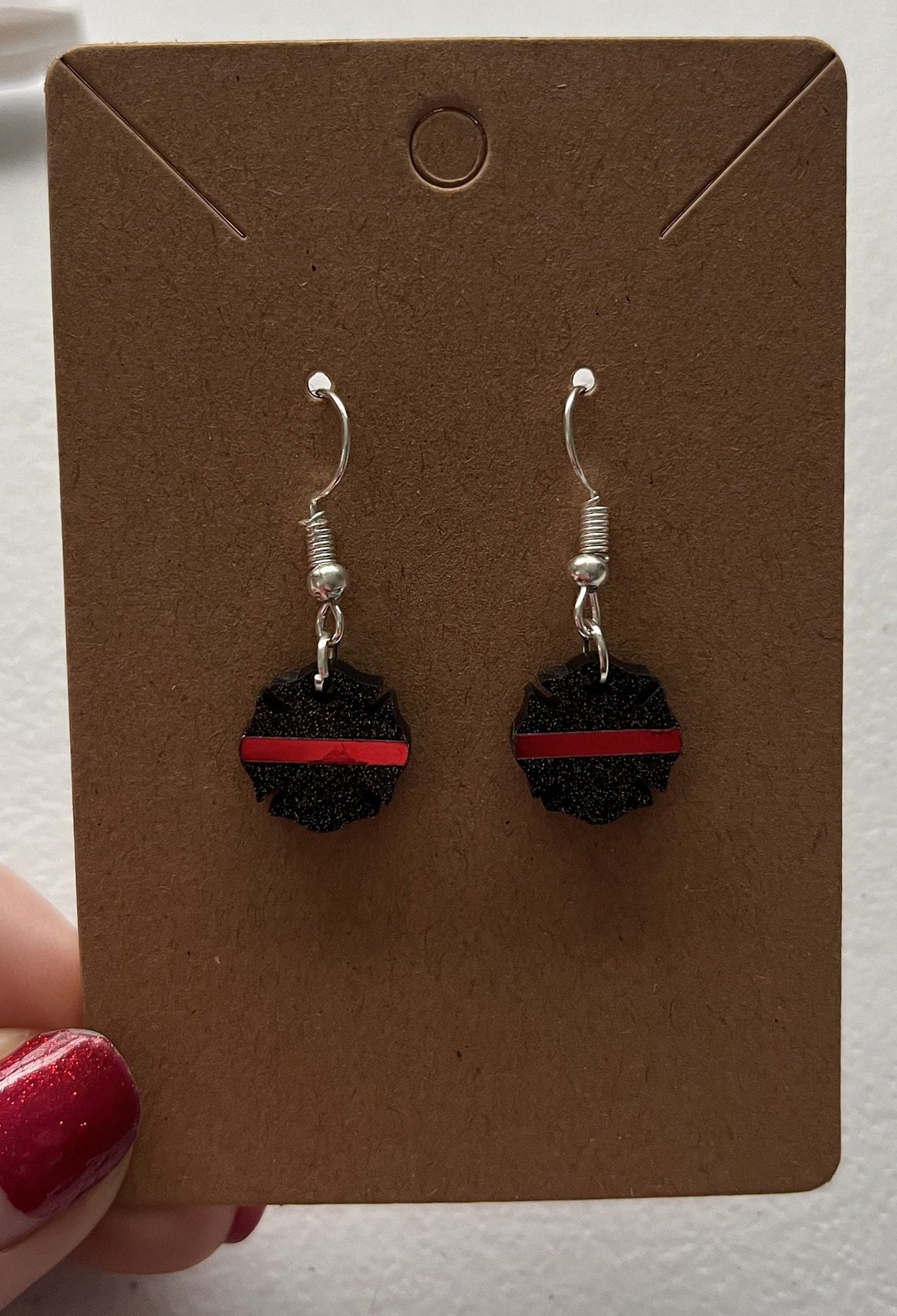 Thin Red Line Crest Earrings - Etsy