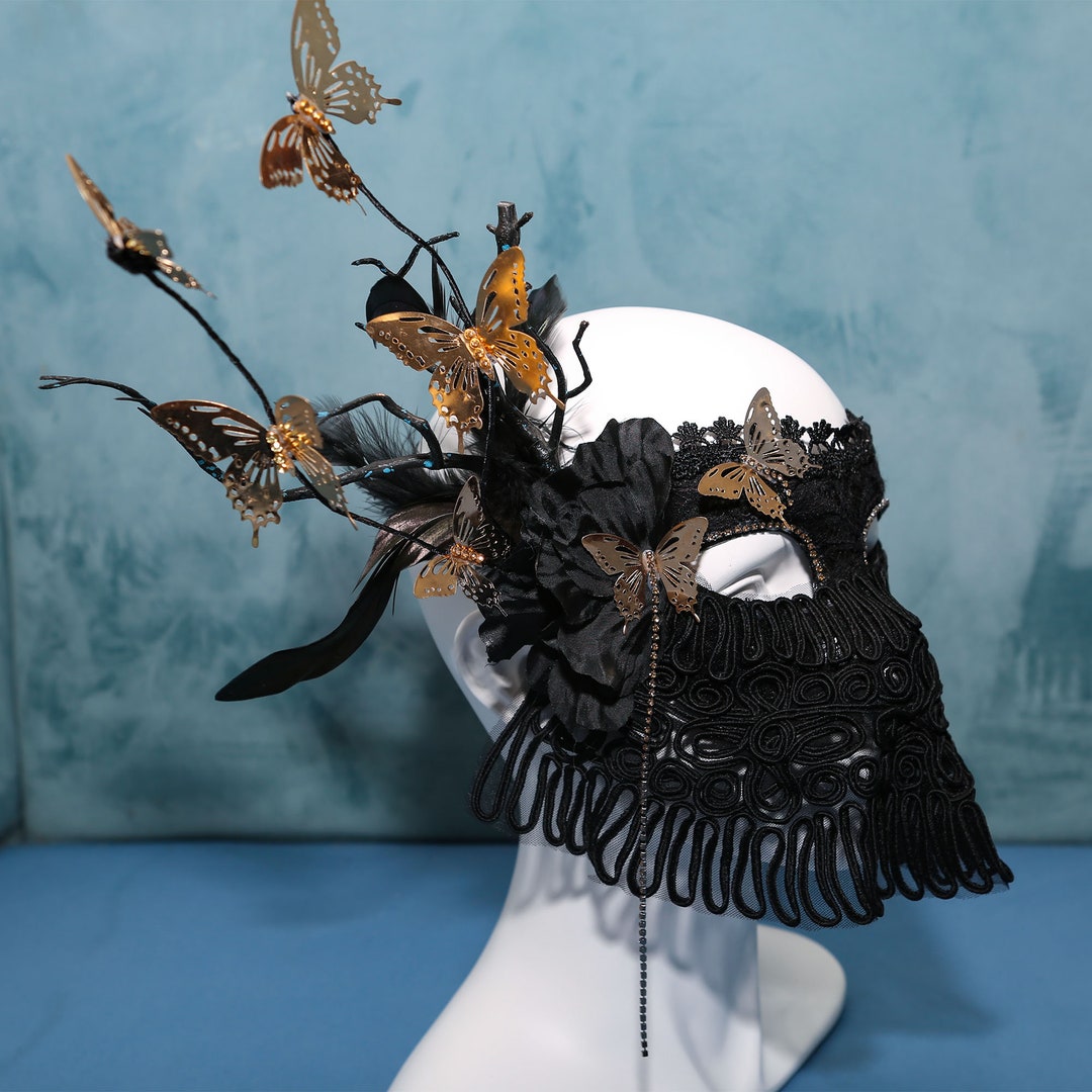 Masked Ball Party Mardi Gras Halloween Women's Black Vintage Veil Masks ...