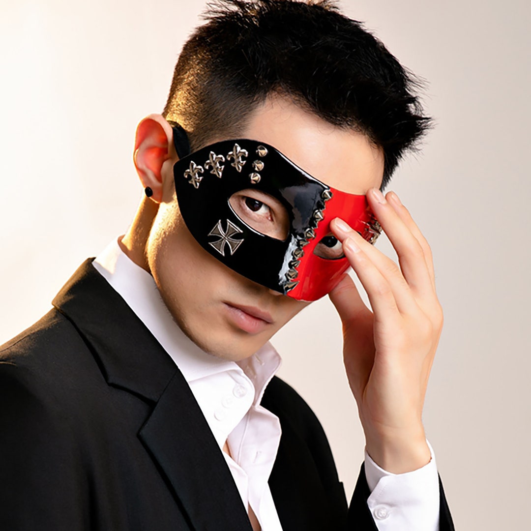 Men's Riveted Mask Punk Mask Two-color Nail Metal Rivet - Etsy