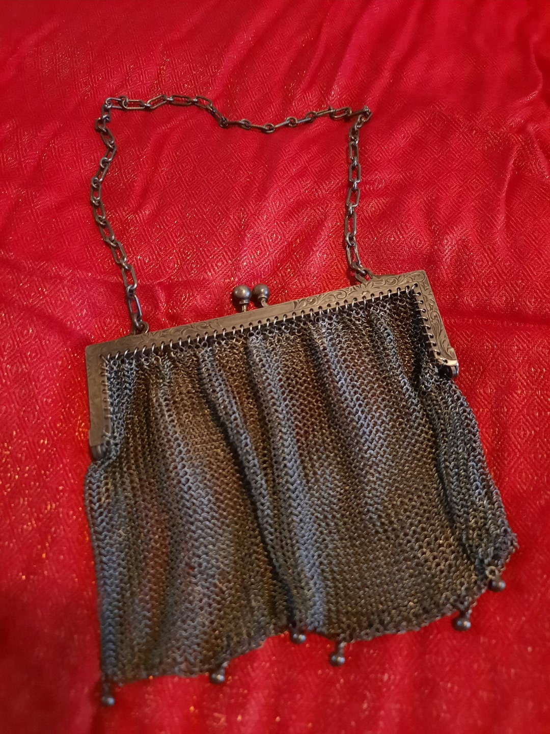Antique German Silver Mesh Purse - Etsy