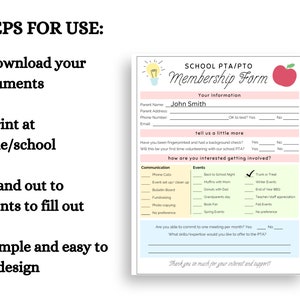 Editable PTO/PTA Membership Form Printable Pdf, PTSA Membership Form ...