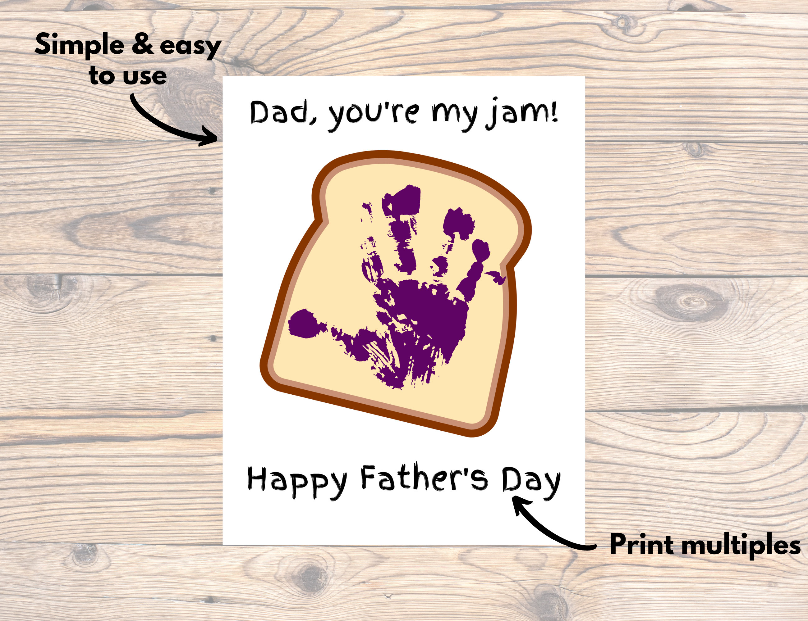 FIVE Father's Day Handprint Art Printable Keepsake, Footprint Art Craft ...