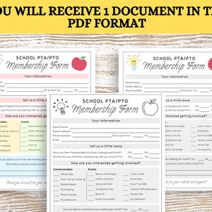 Editable PTO/PTA Membership Form Printable Pdf, PTSA Membership Form ...