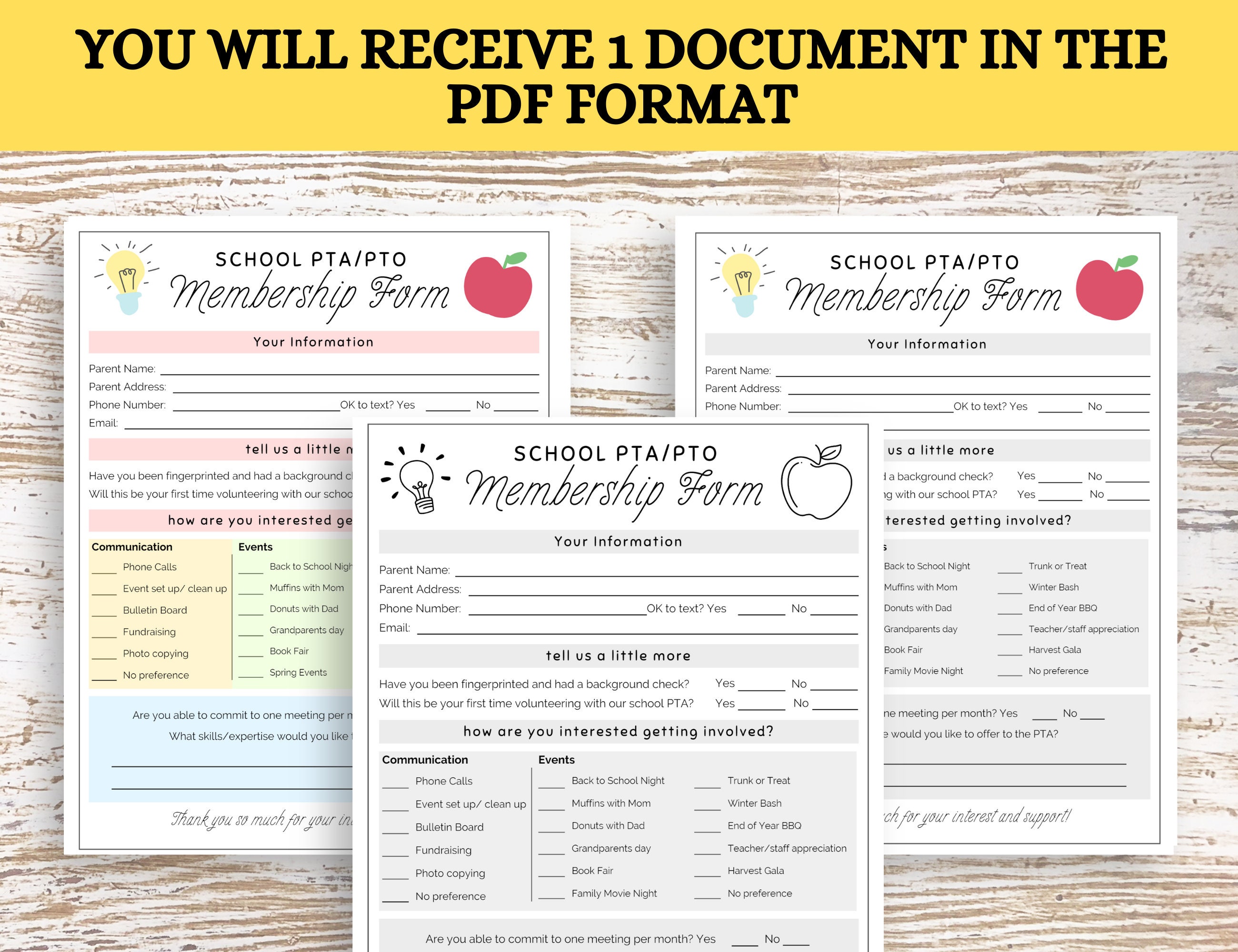 Editable PTO/PTA Membership Form Printable Pdf, PTSA Membership Form ...