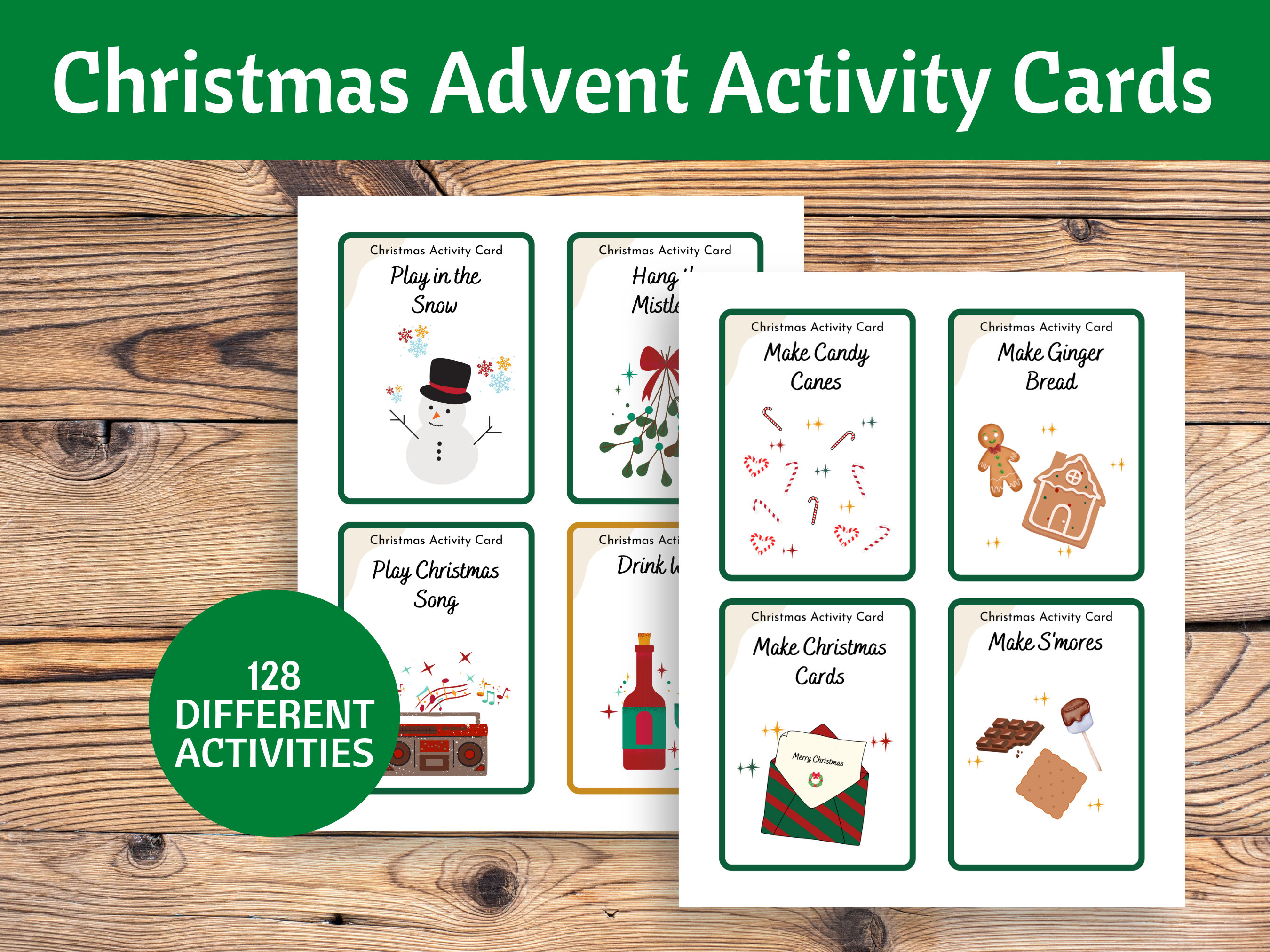 Fun Christmas Advent Activity Cards, Christmas Advent Cards, Kids ...