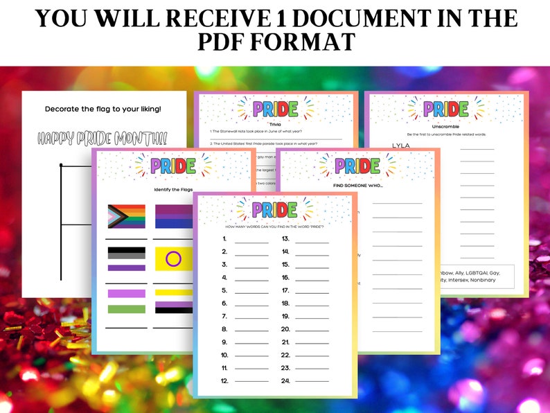 14 PRIDE Month Games Bundle Printable, LGBTQ+ Pride Party Game, Pride ...