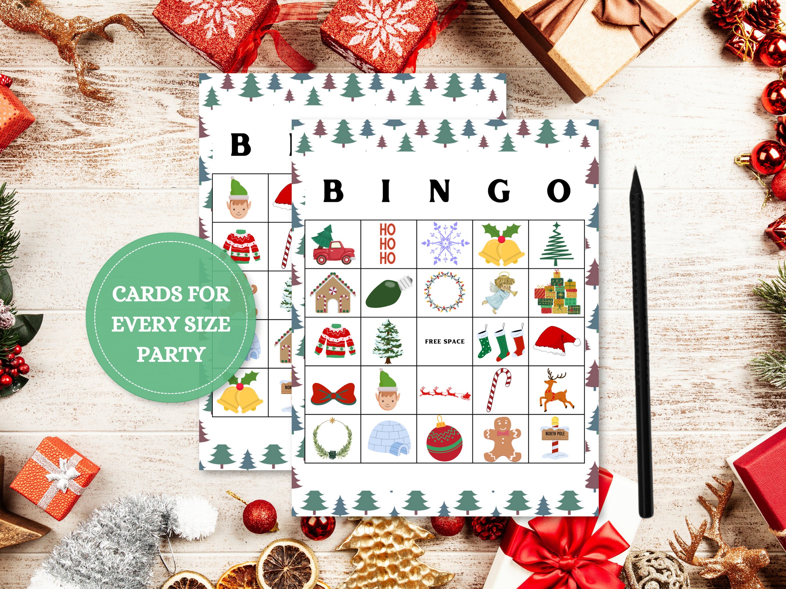 50 Page Christmas Bingo Cards Printable, Christmas Bingo Game Printable ...
