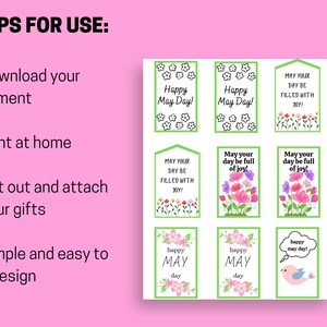 May Day Tags Printables, Spring Gift Tags, Printable May Day Basket Tag ...