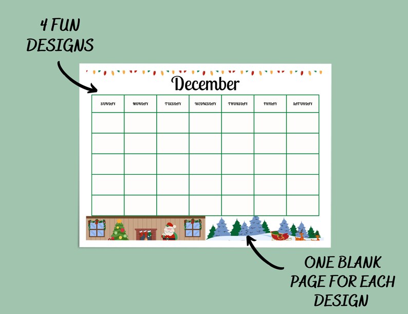 December Calendar Printables Christmas Calendars Month of - Etsy