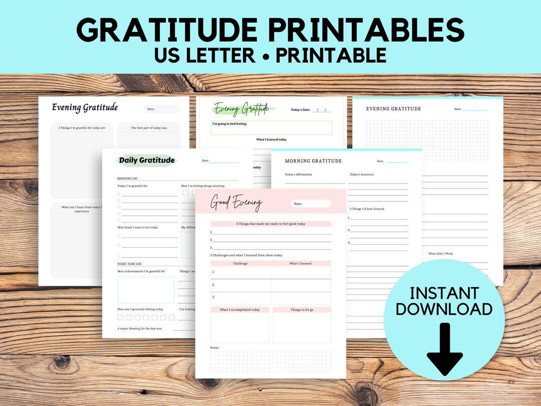 Morning & Evening Gratitude Printable, Gratitude Planner, Cards of ...