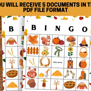 50 Page Fall Bingo Cards Printable, Fall Bingo Printable, Fall Party ...