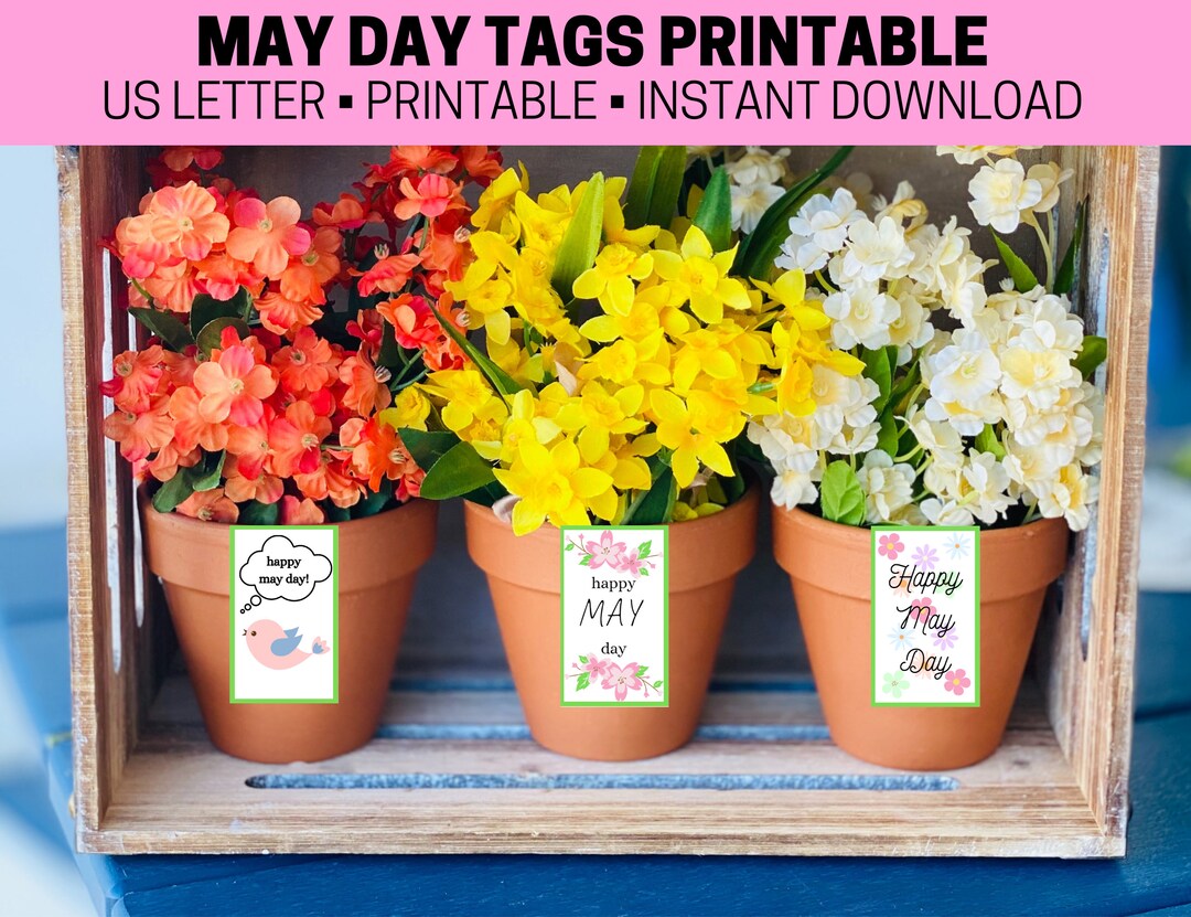 May Day Tags Printables, Spring Gift Tags, Printable May Day Basket Tag ...