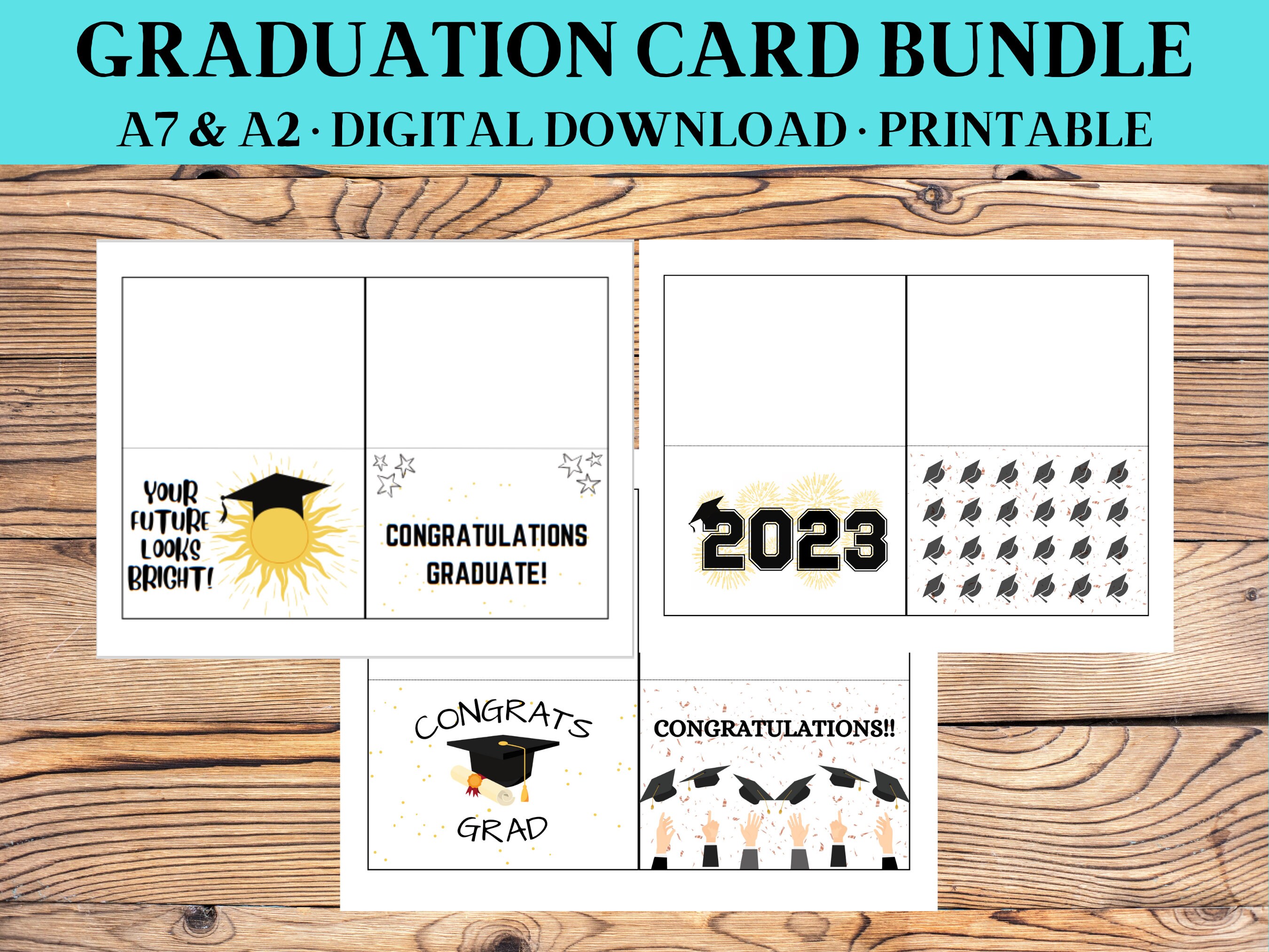 Graduation Card Bundle Printable, A7 & A2 Card, Graduation Cards, Card ...