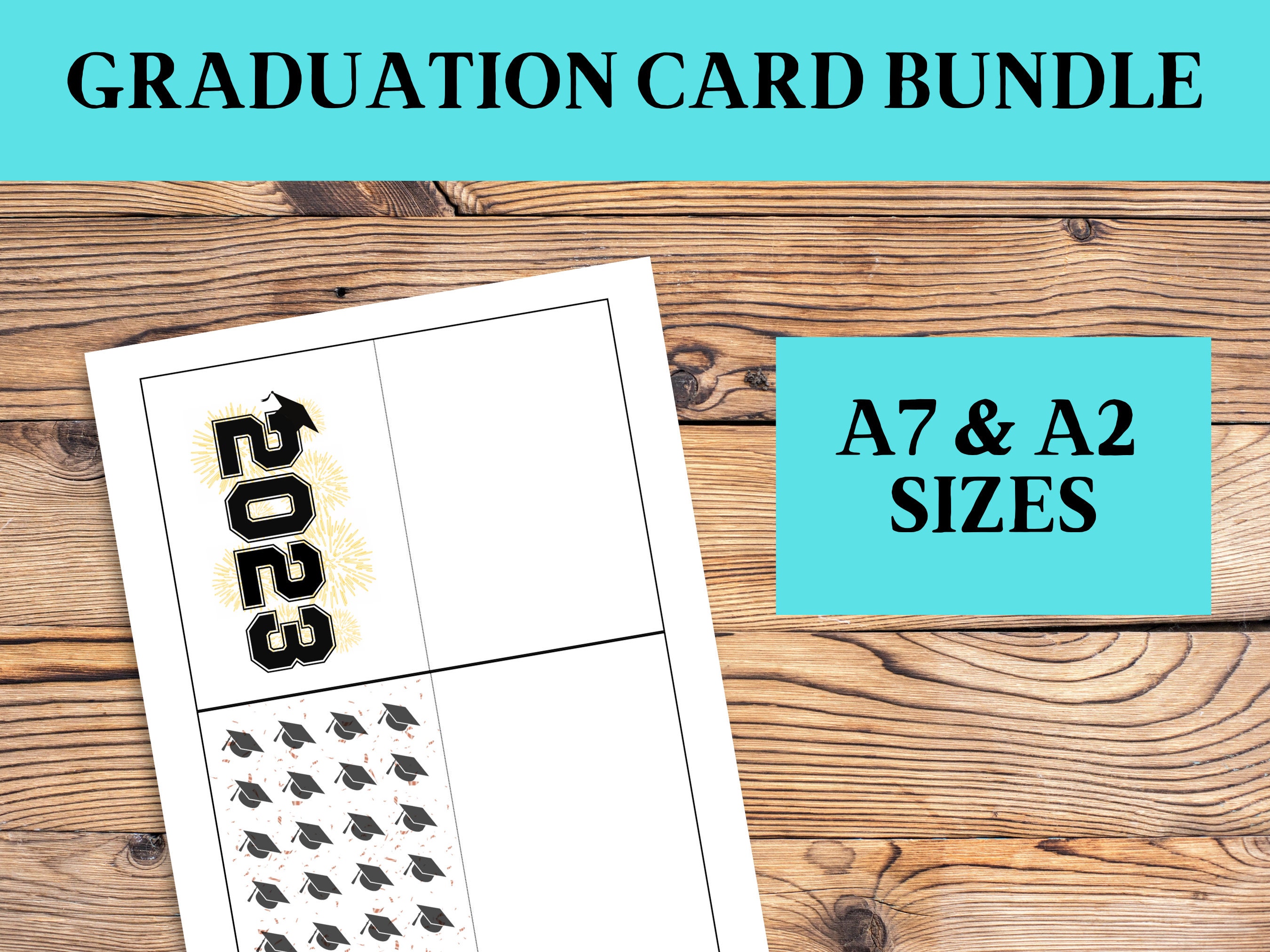 Graduation Card Bundle Printable, A7 & A2 Card, Graduation Cards, Card ...