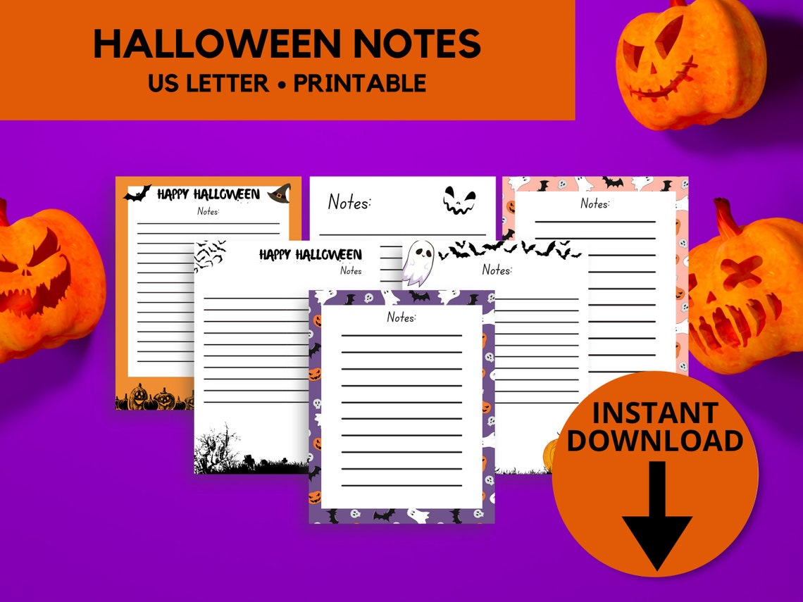 Halloween Notes Printable, Halloween Lunchbox Notes, Halloween Notes ...
