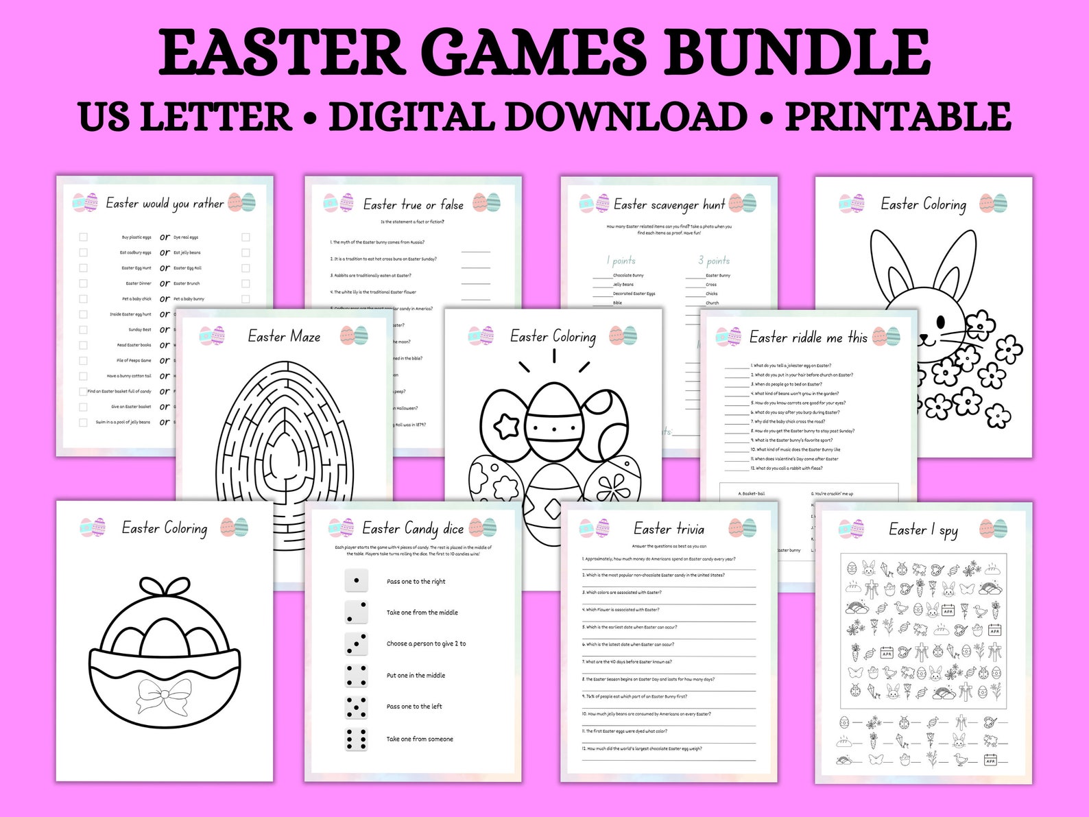 Easter Games Bundle Printable, Easter Games Printable, Easter Family ...