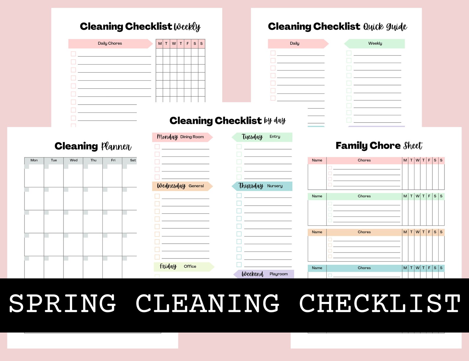 Spring Cleaning Checklist Printable, Weekly Cleaning Checklist ...