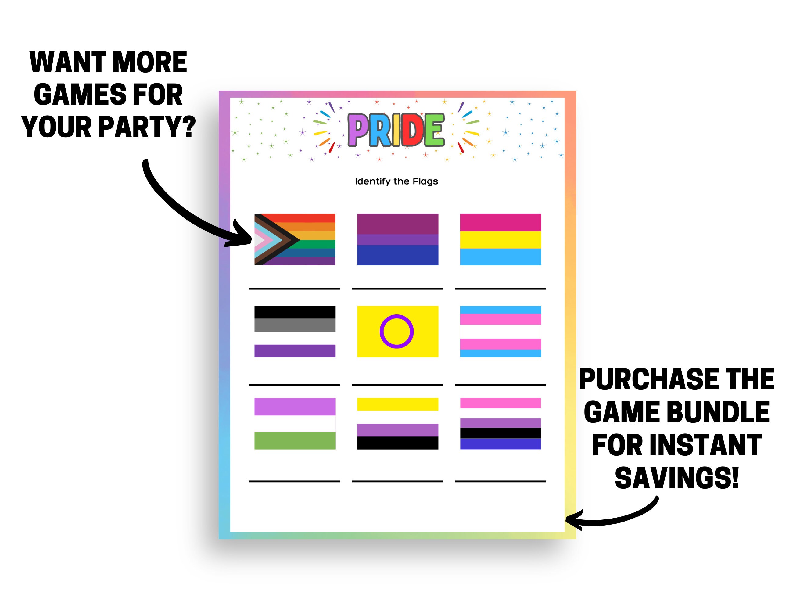 PRIDE Month Game Printable, LGBTQ+ Pride Party Game, Pride Flags Game ...