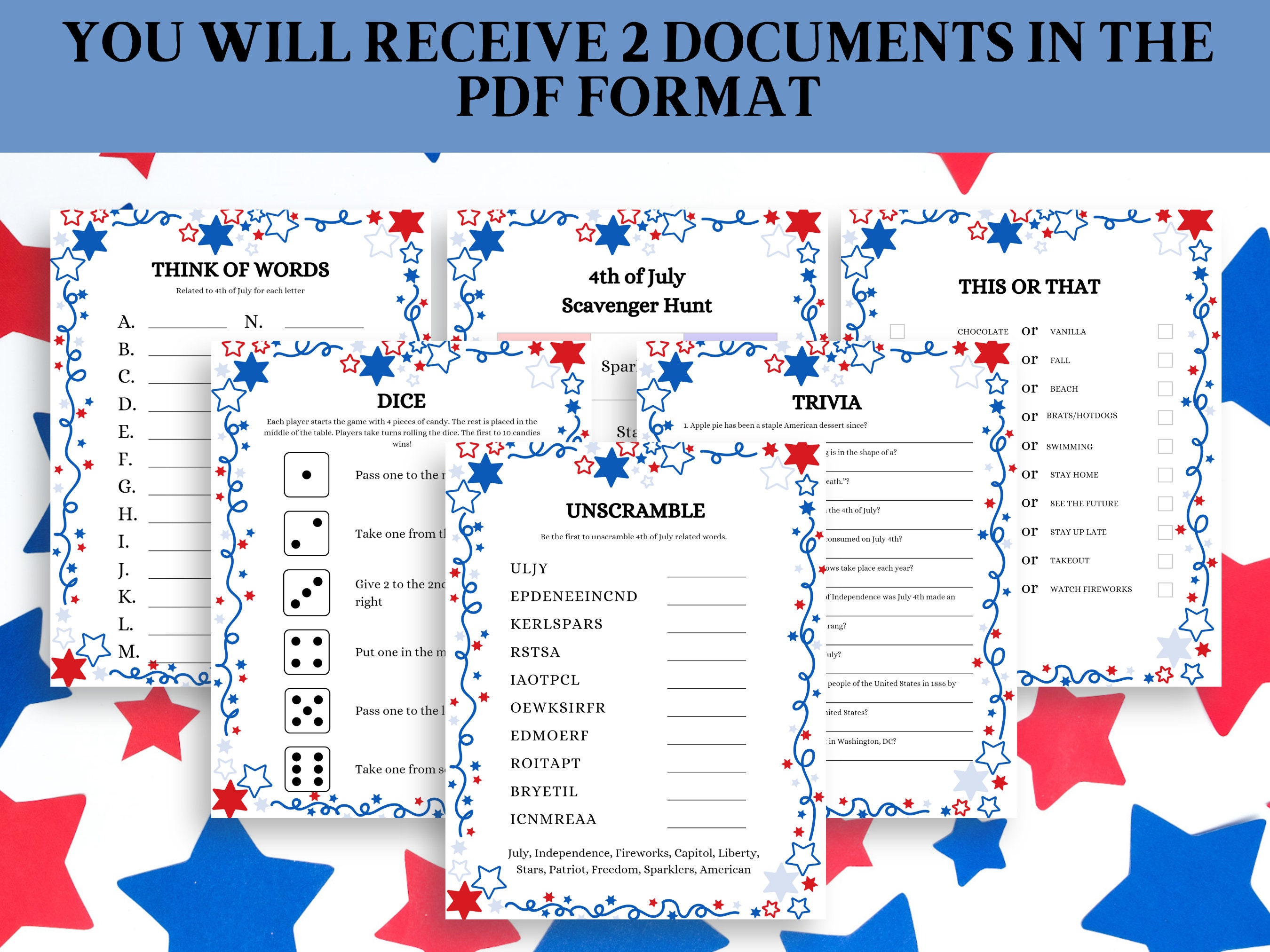Eleven 4th of July Game Bundle Printable, INSTANT DOWNLOAD ...