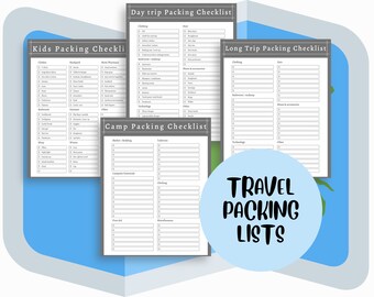 Printable Family Travel Packing Lists 10 Pages - Etsy