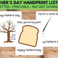 FIVE Father's Day Handprint Art Printable Keepsake, Footprint Art Craft ...