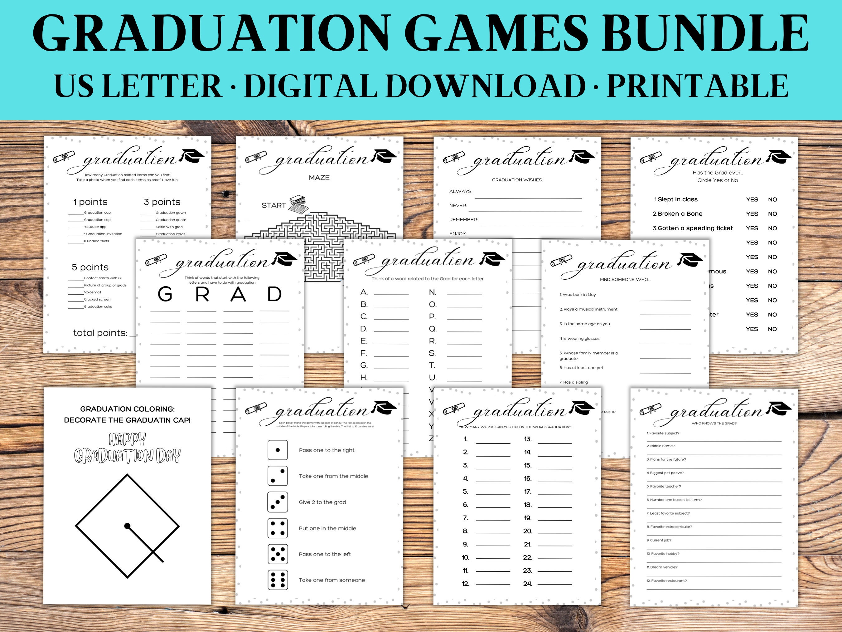 14 Graduation Games Bundle, 2024 Graduation Games, Graduation Party ...