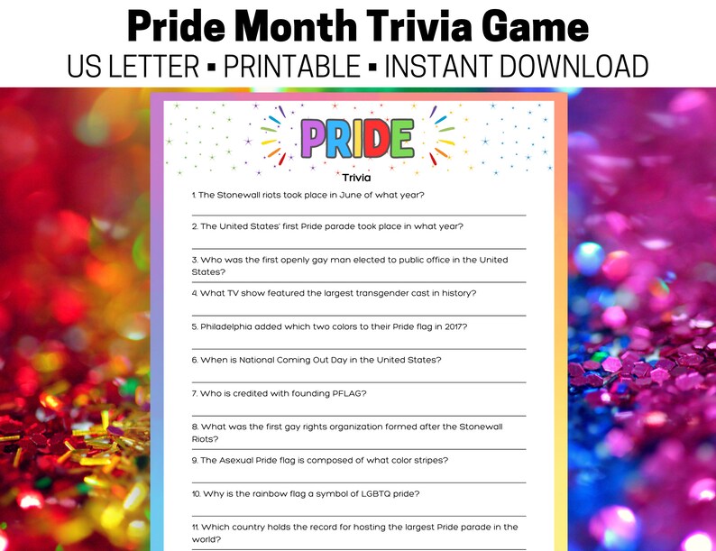 PRIDE Month Game Printable, LGBTQ+ Pride Party Game, Pride Flags Game ...