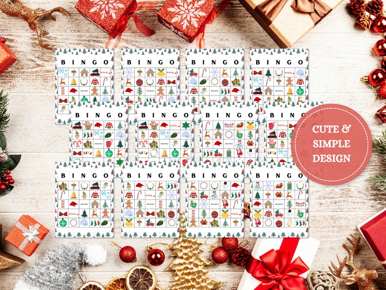 50 Page Christmas Bingo Cards Printable, Christmas Bingo Game Printable ...