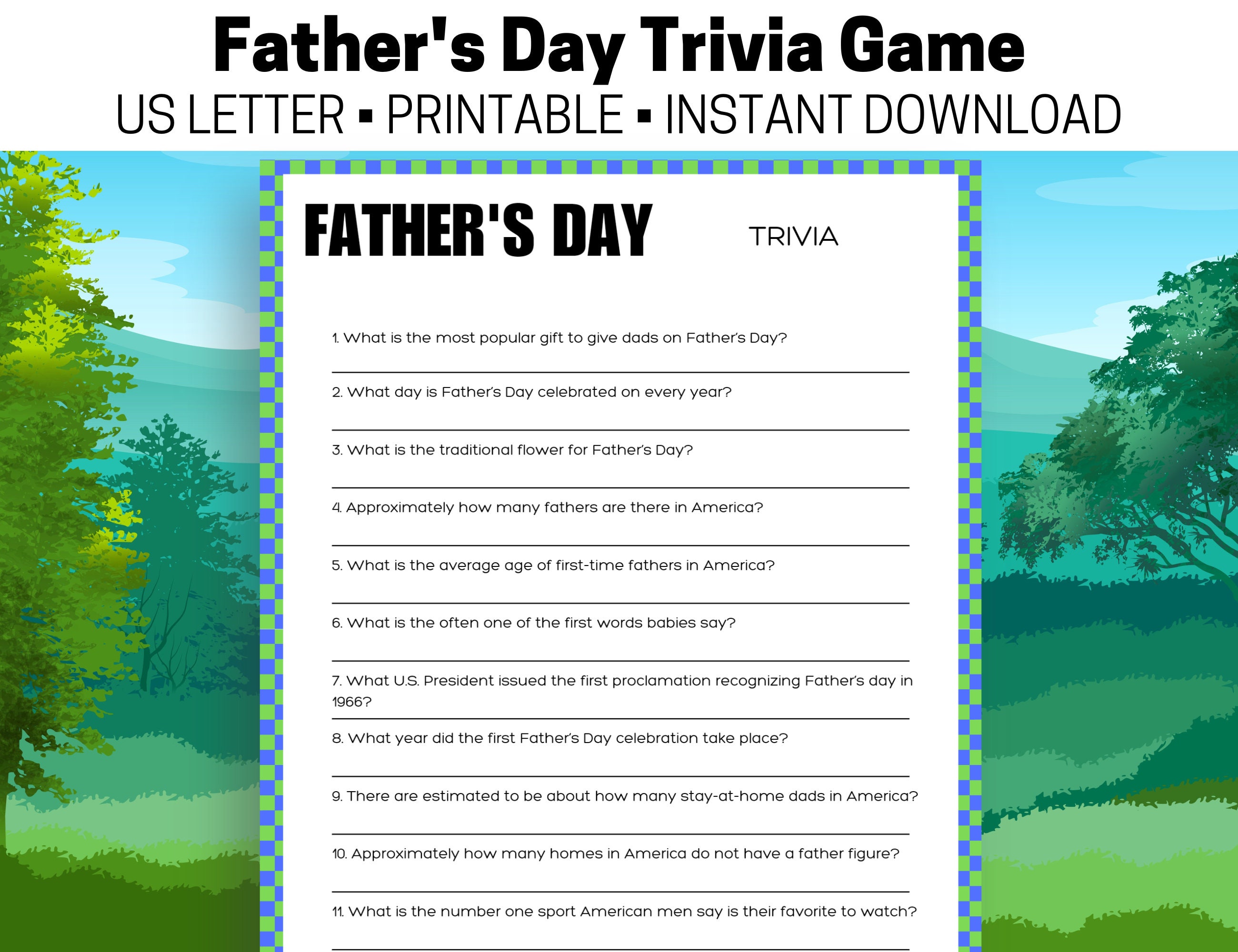Father's Day Trivia Game Printable, Father's Day Games, Father's Day ...