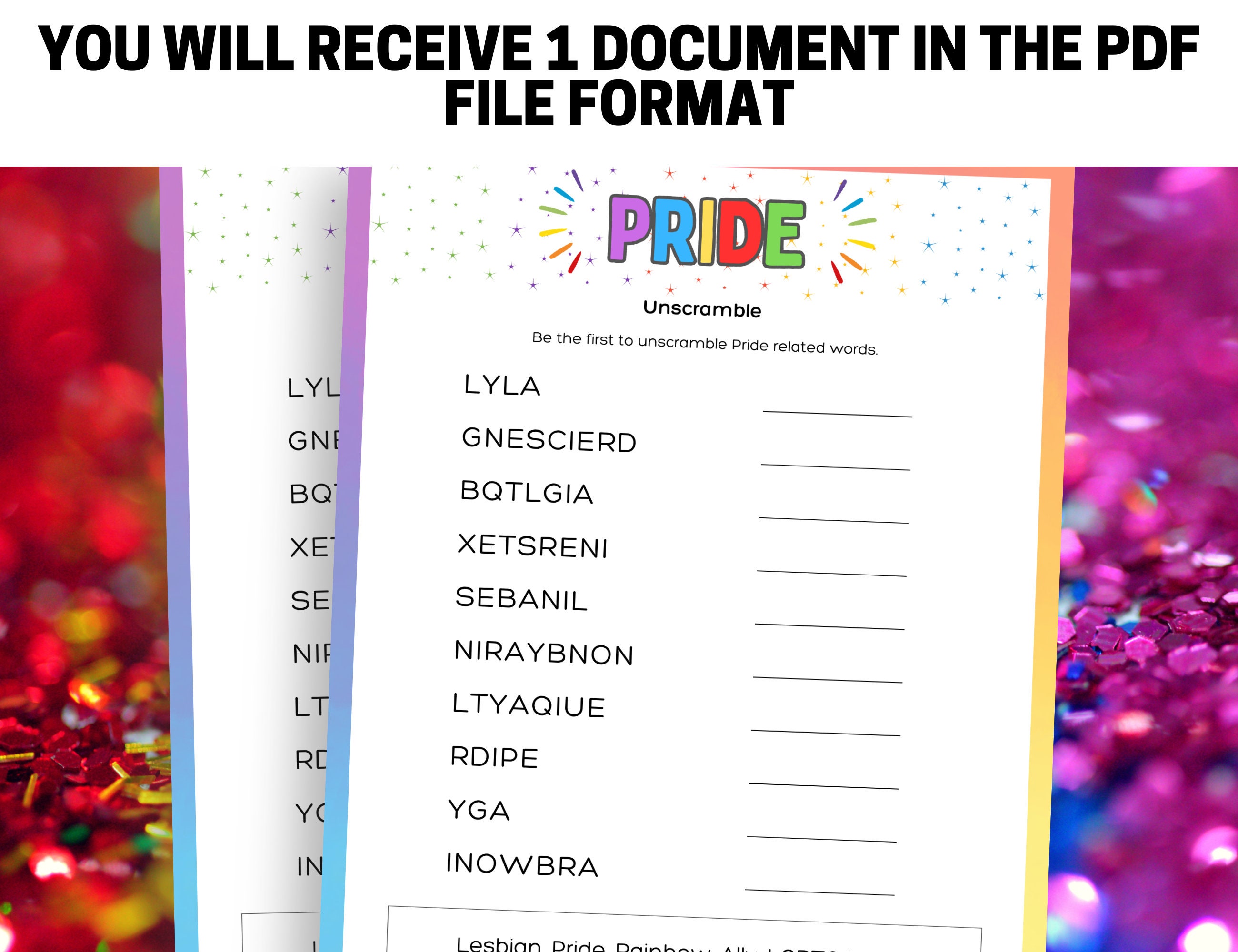 PRIDE Month Game Printable, LGBTQ+ Pride Party Game, Pride Unscramble ...