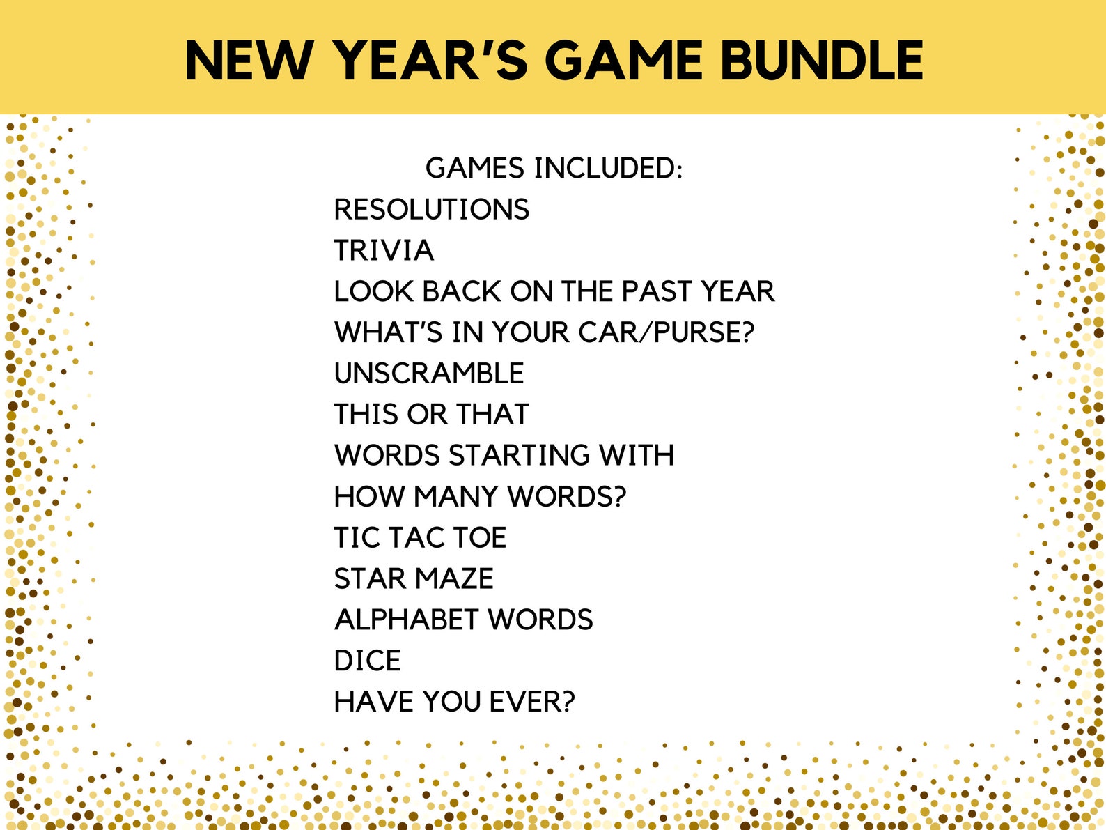 13 New Year's Game Bundle, New Years Printable, New Years Games ...